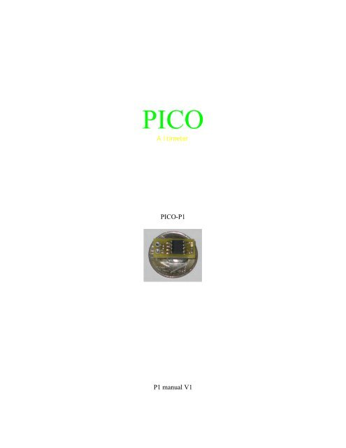 Altimeter PICO-P1 P1 manual V1 - PICO altimeter