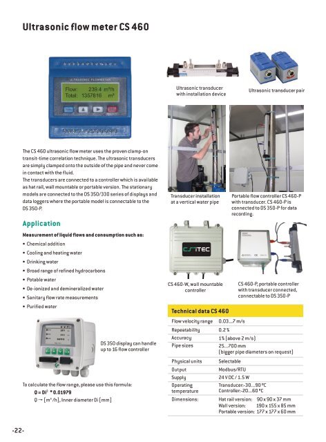 Ultrasonic flow meter CS 460 - Cope Air Technologies