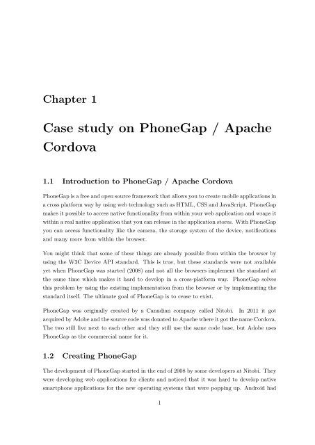 Case study on PhoneGap / Apache Cordova - Software Architecture