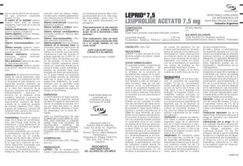 LEPRID® 7,5 LEUPROLIDE ACETATO 7,5 mg - LKM