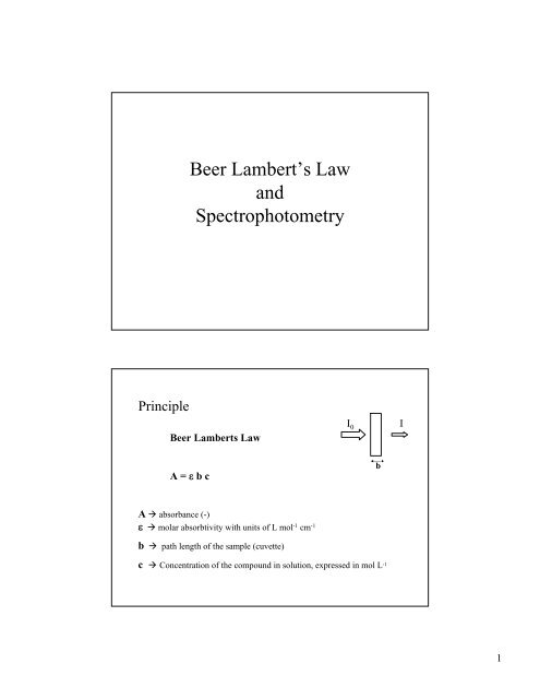 Beer Lambert's Law and Spectrophotometry