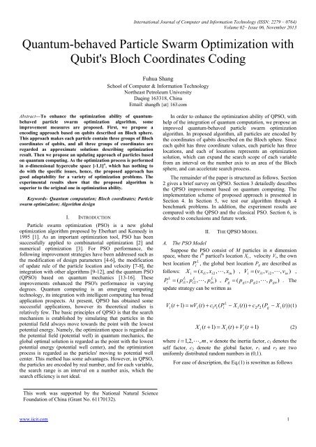 Quantum-behaved Particle Swarm Optimization with Qubit's Bloch ...