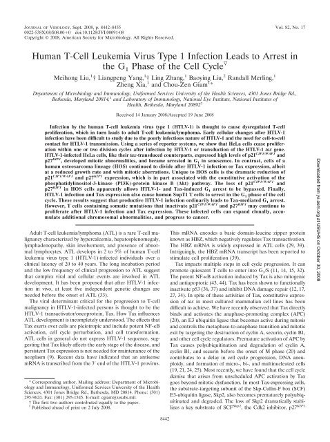 J. Virol. - Uniformed Services University of the Health Sciences