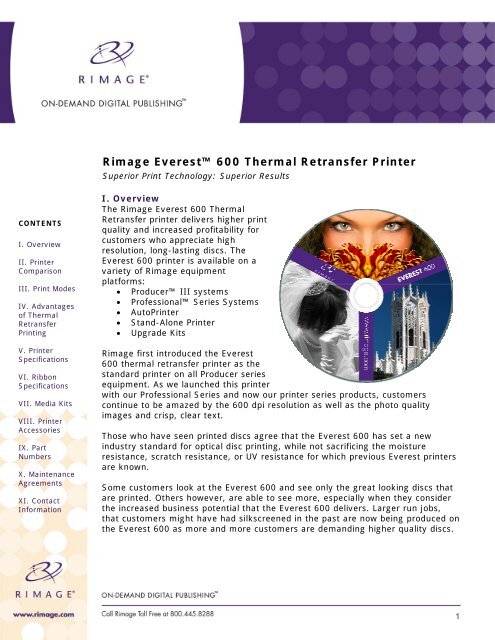 Rimage Everest™ 600 Thermal Retransfer Printer - Inception ...