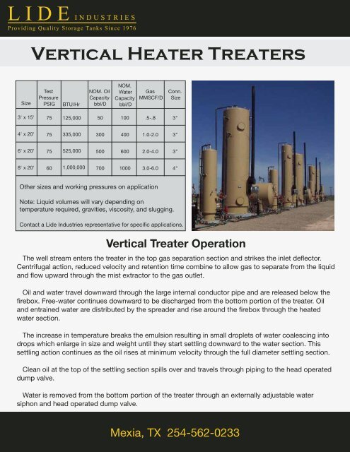 LIDE Vertical Heater Treaters - Lide Industries