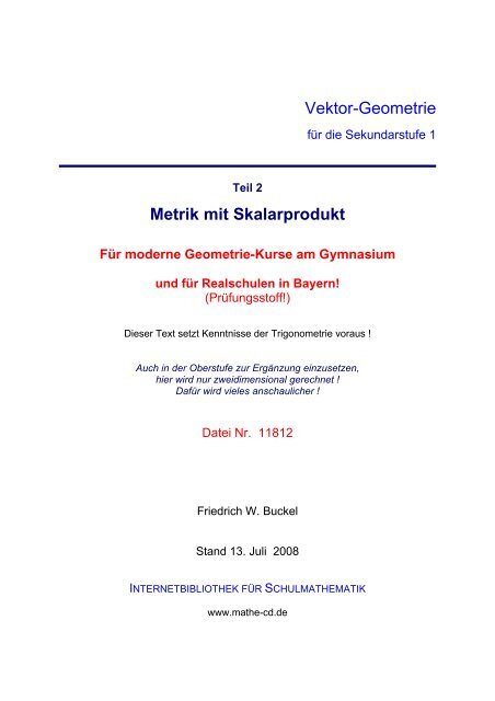 Vektor-Geometrie Metrik mit Skalarprodukt - WordPress.com