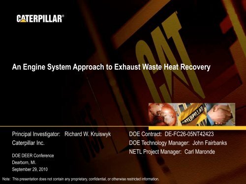 An Engine System Approach to Exhaust Waste Heat Recovery - EERE