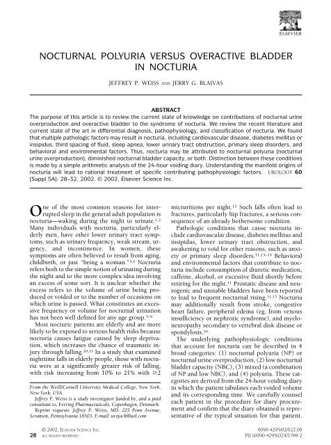 nocturnal polyuria versus overactive bladder in nocturia