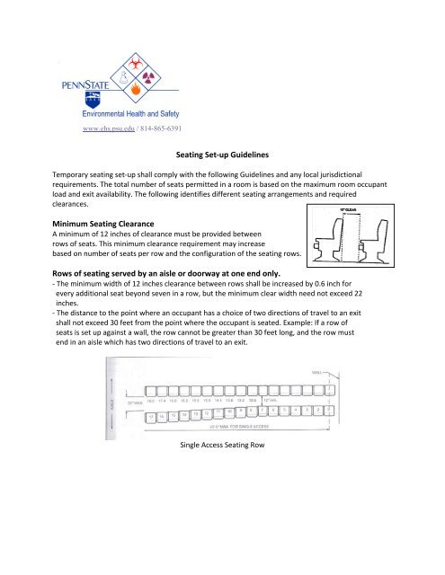 Seating Set-up Guidelines Minimum Seating Clearance Rows of ...
