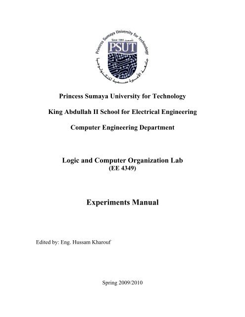 Logic and Computer Organization Lab - Princess Sumaya University ... Logic and Computer Organization Lab - Princess Sumaya University ...