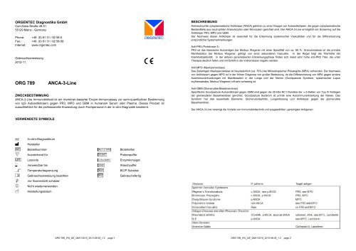 Gebrauchsanweisung - ORGENTEC Diagnostika