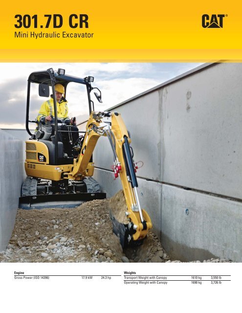 Specalog for 301.7D CR Mini Hydraulic Excavator ... - Witraktor