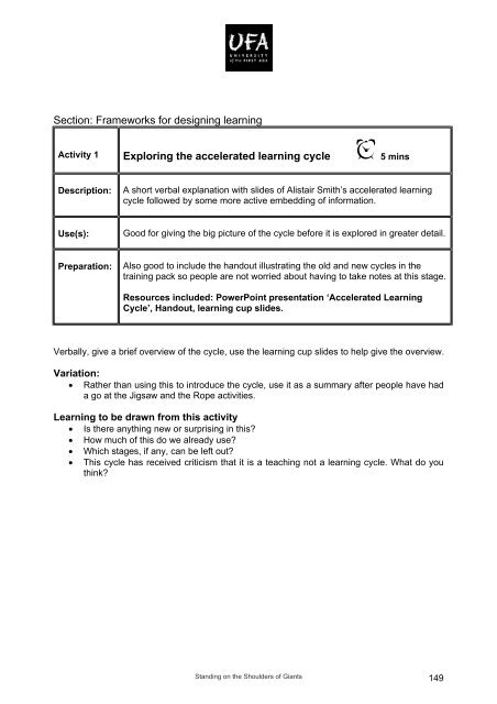 Exploring the Accelerated Learning Cycle