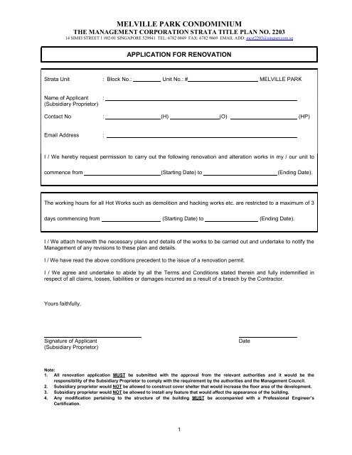 Renovation Form - SavillsCKH