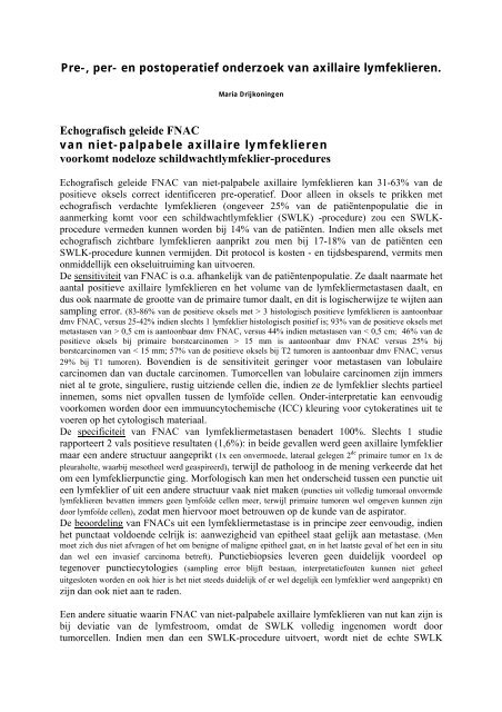 Pre-, per- en postoperatief onderzoek van axillaire ... - UZ Leuven