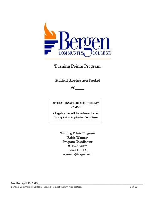 Turning Points Program - Bergen Community College