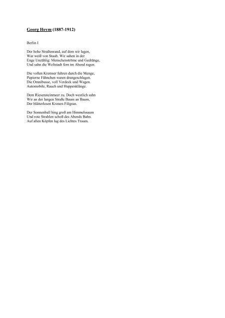 Georg Heym (1887-1912)