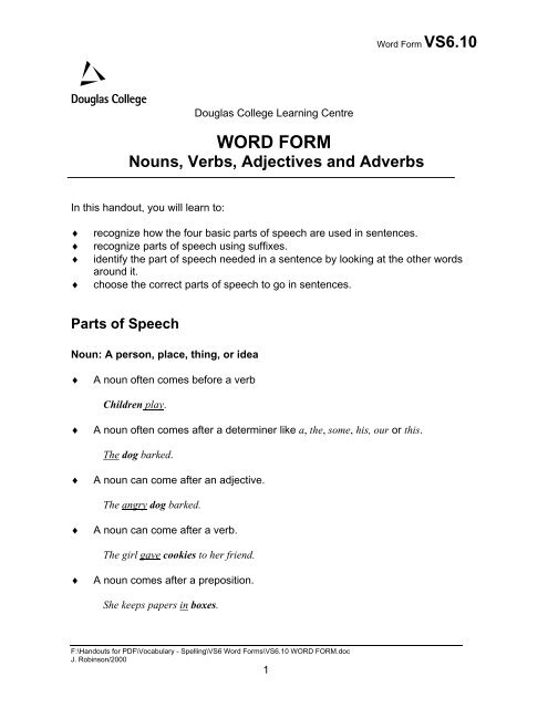 WORD FORM - Douglas College Library