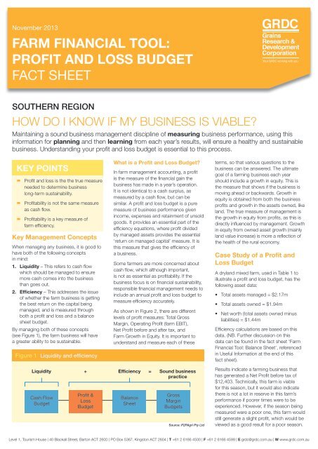 profit and loss budget fact sheet - Grains Research & Development ...