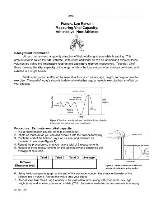 Measuring Vital Capacity: Athletes vs. Non-Athletes - Ms. Chui's ...