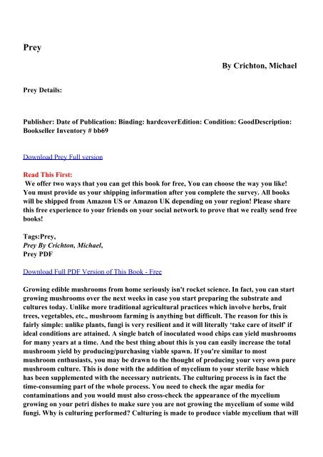 Prey pdf ebooks by Crichton, Michael free download