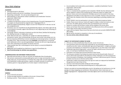 Skou Gids Inligting Program information - swellendam skou show