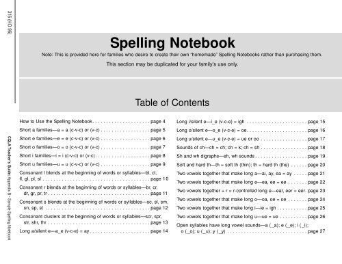 Appendix B - Sample Spelling Notebook