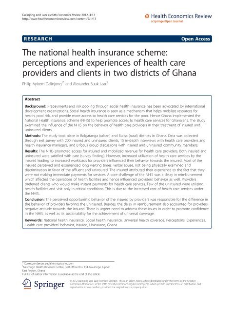 The national health insurance scheme: perceptions and ...