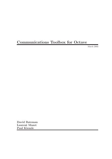 Communications Toolbox For Octave