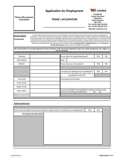 Application Form - TEi