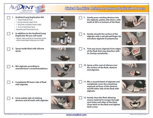 Clinical Checklist: Reference Denture Duplication Process - AvaDent