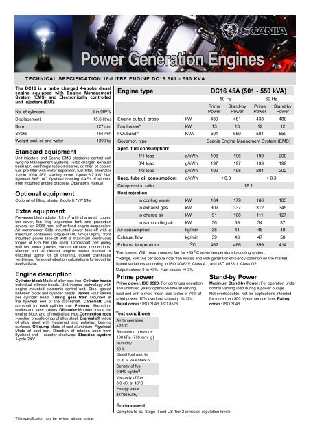 Power Generation Engines - Scania