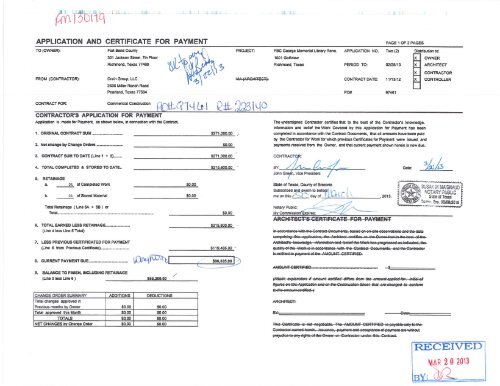 application and certificate for payment page 1 0f2 pages