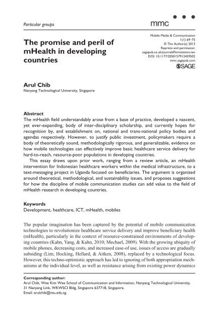 The promise and peril of mHealth in developing countries