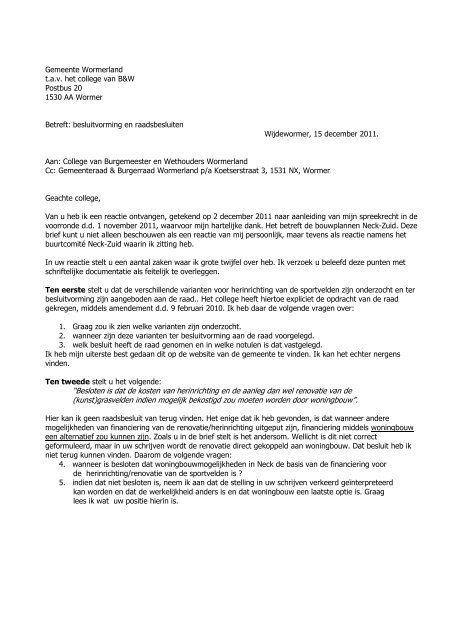 Geachte mevrouw Van den Hende en heer Tange, - De-neckers.eu