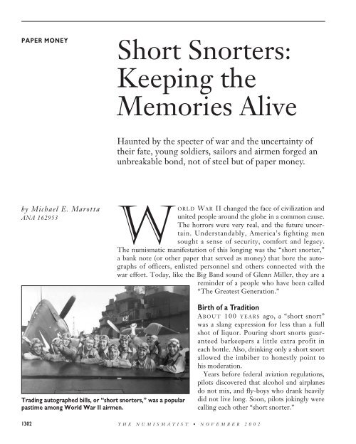 Short Snorters: Keeping the Memories Alive - What is a Short Snorter?