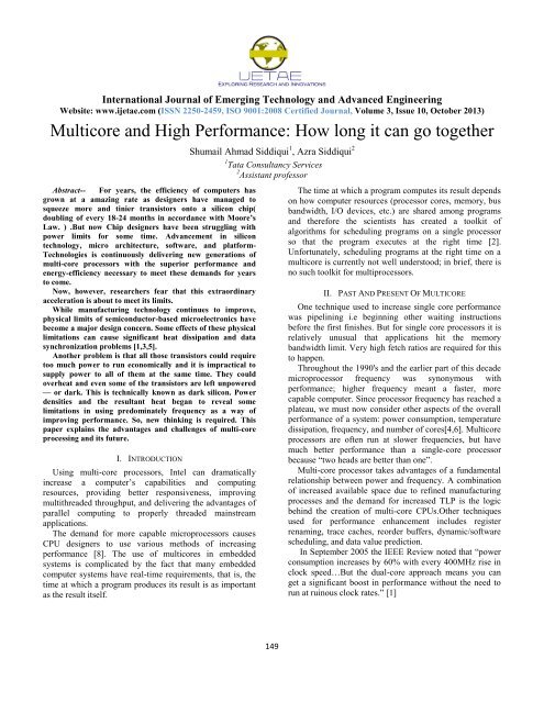 Multicore and High Performance: How long it can go together - IJETAE