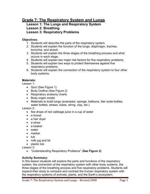 Grade 7: The Respiratory System and Lungs - Healer Within