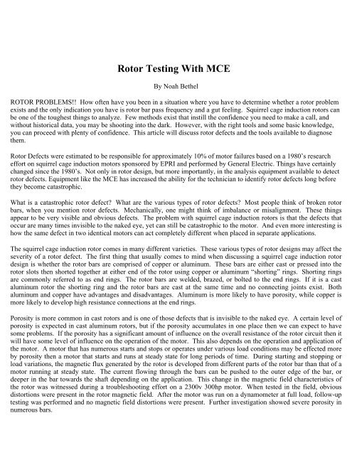 Rotor Testing With MCE - PdMA