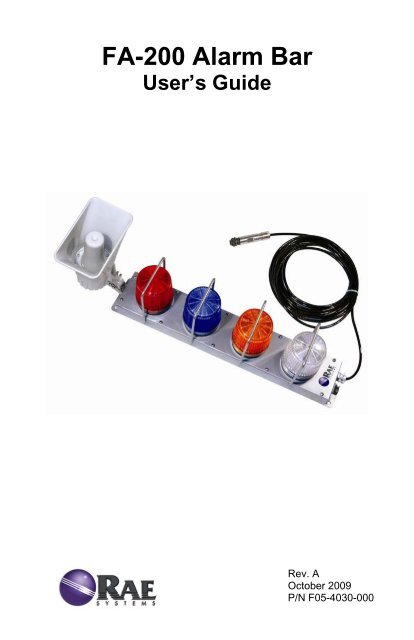 FA 200 Alarm Bar Quick Start Guide - RAE Systems