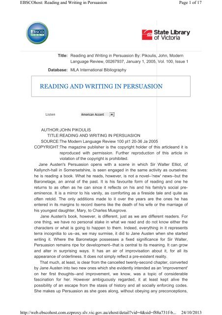 READING AND WRITING IN PERSUASION - Amazon Web Services