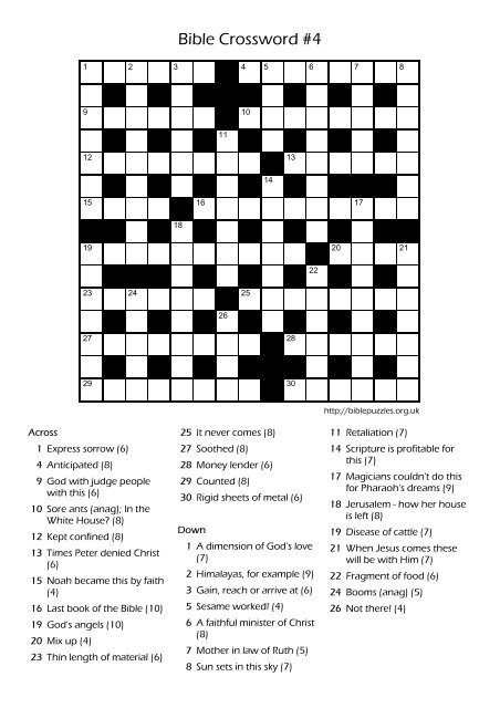 Free Bible Crosswords Printable