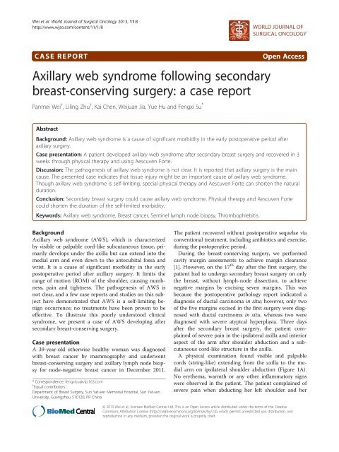 Axillary web syndrome following secondary breast-conserving surgery