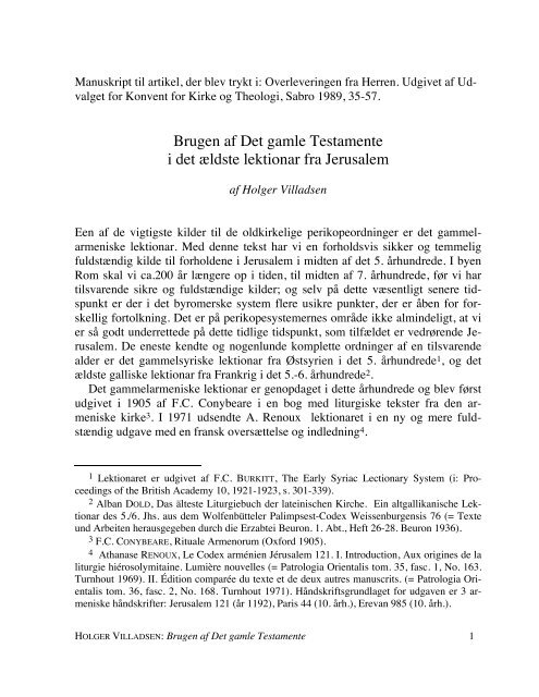 Brugen af Det gamle Testamente i det ældste lektionar fra Jerusalem