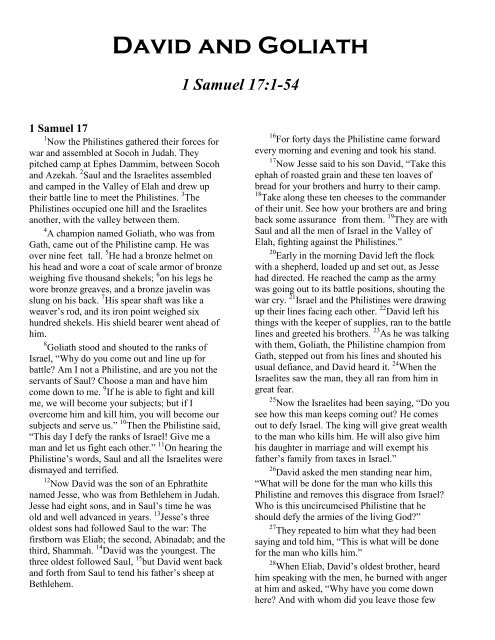 David and Goliath - Free Sunday School Curriculum