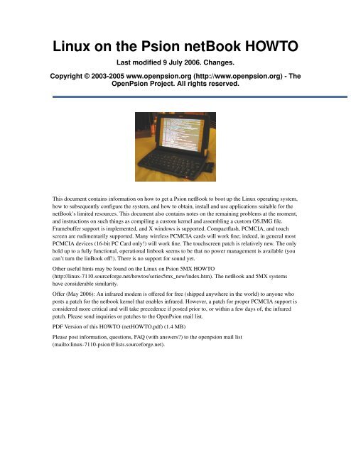 Linux on the Psion netBook HOWTO - OpenPsion - SourceForge