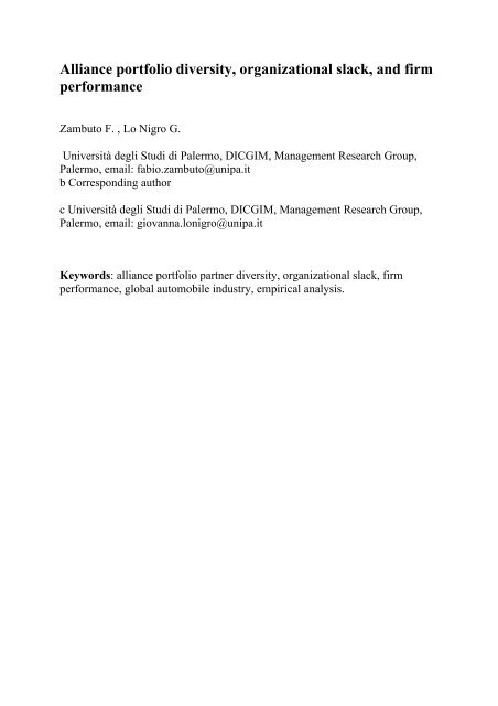 Alliance portfolio diversity, organizational slack, and firm performance