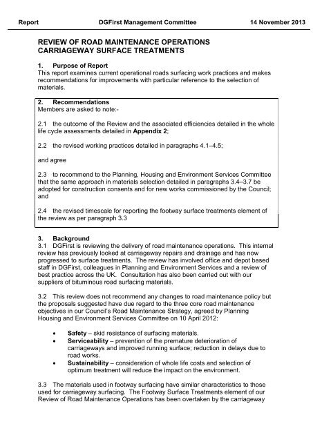 REVIEW OF ROAD MAINTENANCE OPERATIONS CARRIAGEWAY ...