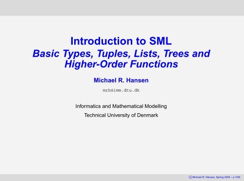 Basic types, Lists, Trees, Higher-order functions