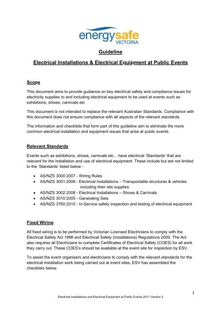 Electrical installations & electrical equipment at public events